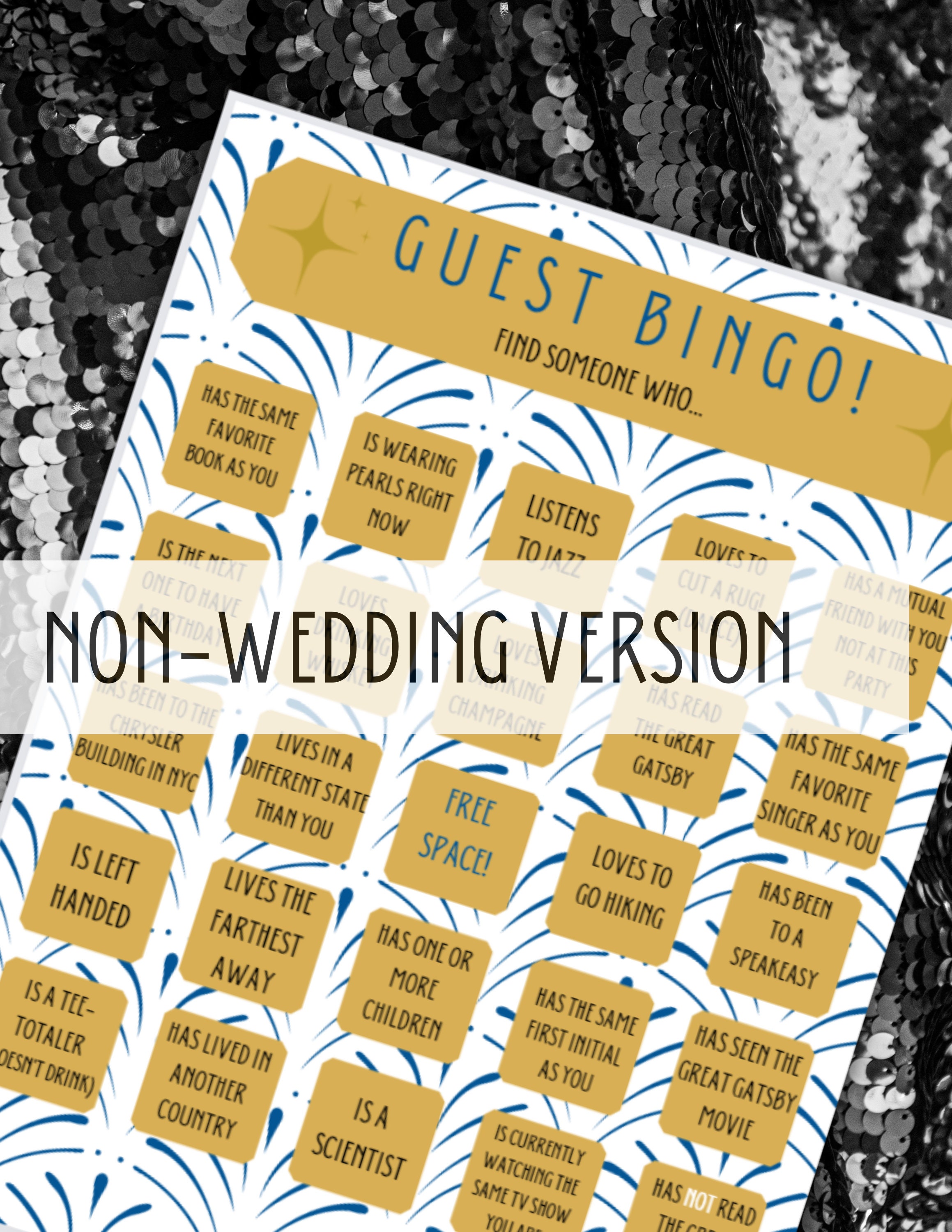 Roaring 20s Guest Bingo Printable for Gatsby 1920s Party (NON WEDDING ...