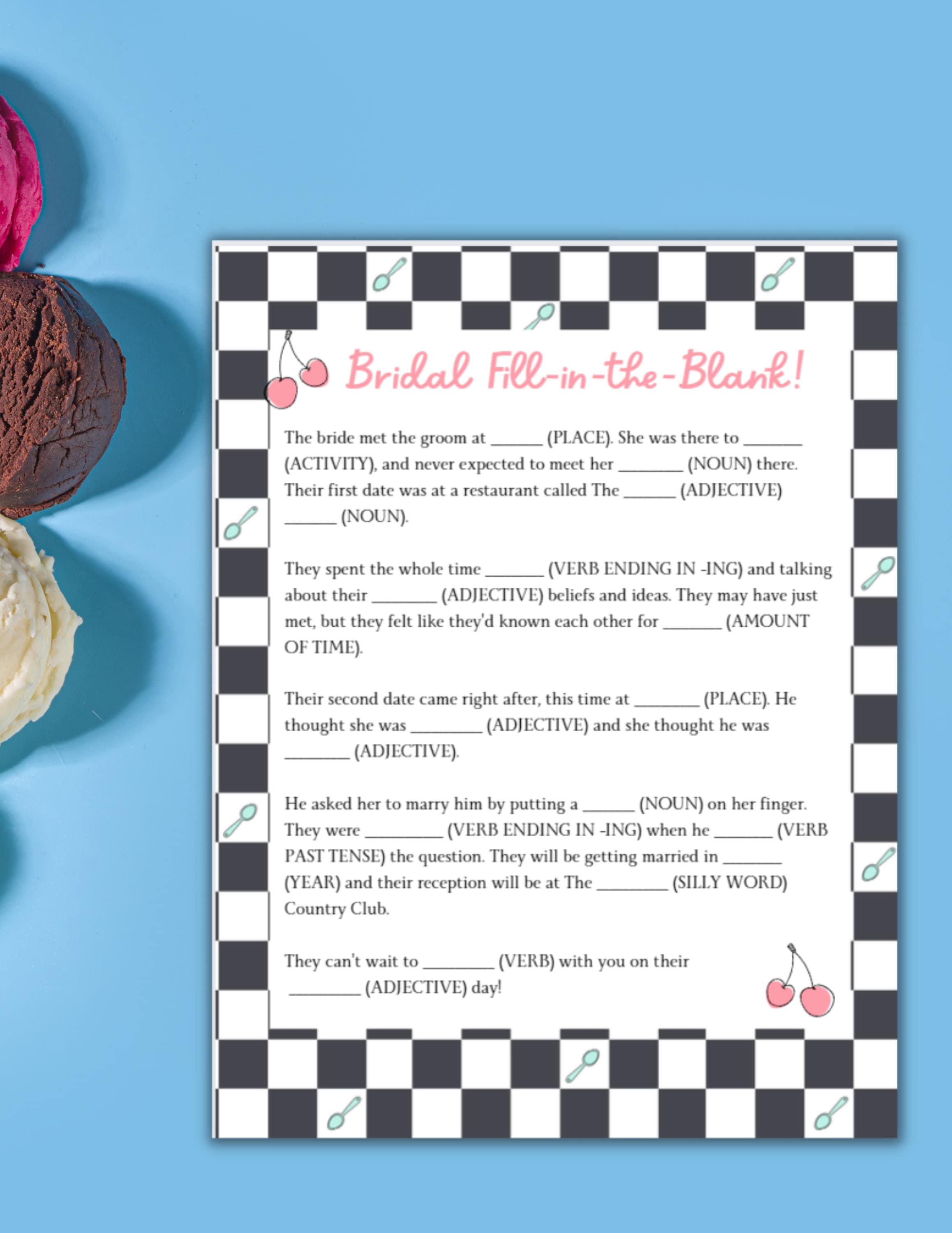 Scooped up Mad-libs Style Fill-in-the-blank Game for 1950s Ice Cream ...