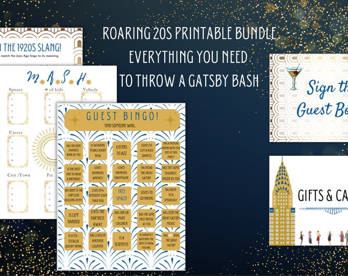 Roaring 20s Match-the-slang Game Printable for Gatsby Art Deco Bridal ...