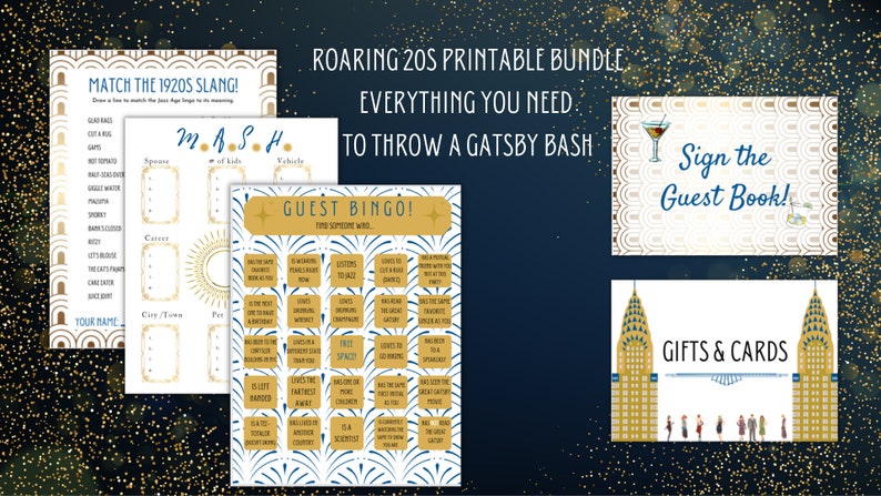 Roaring 20s Gatsby Party Games Printable Bundle (5 Designs) - Etsy