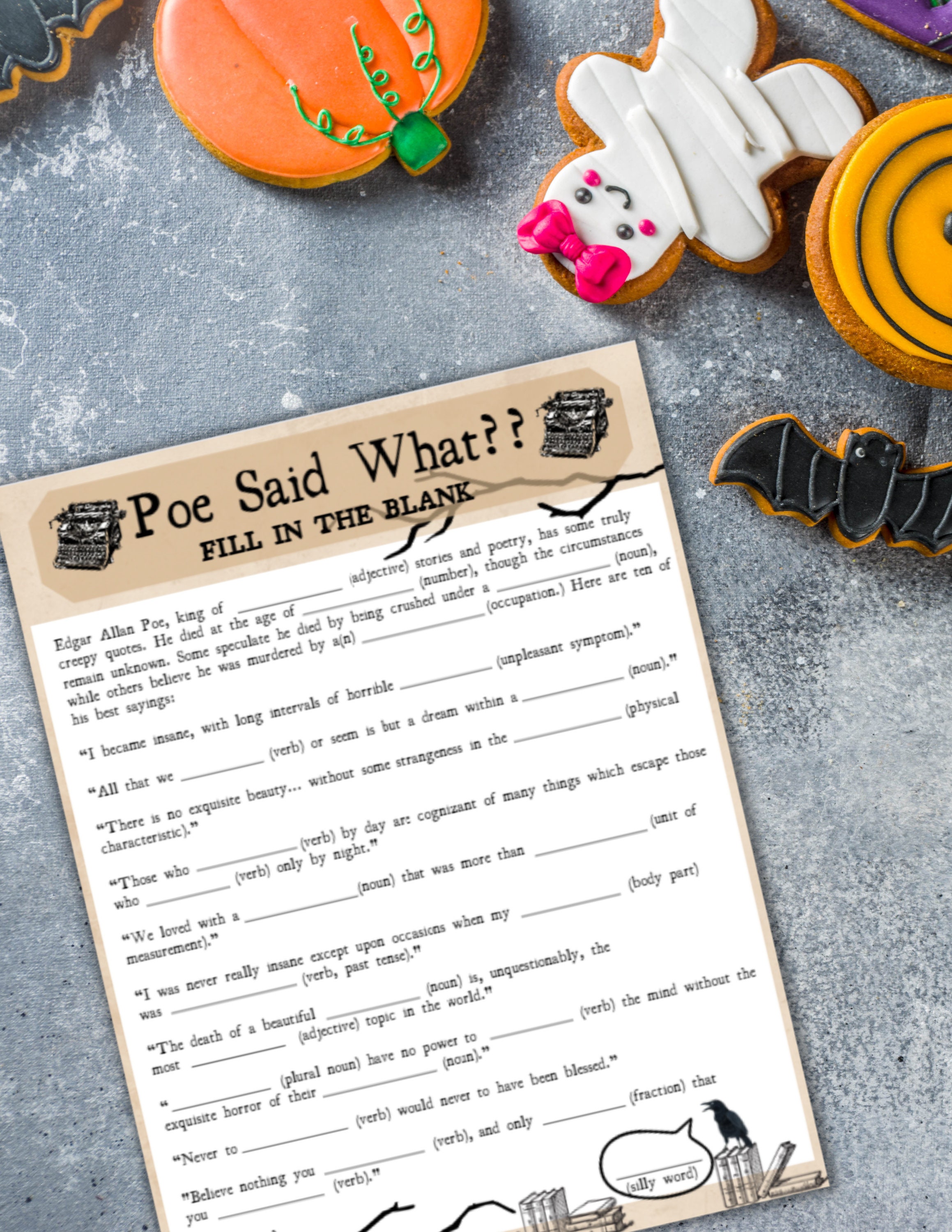 Edgar Allan Poe Quotes Fill-in-the-blank Game - Etsy