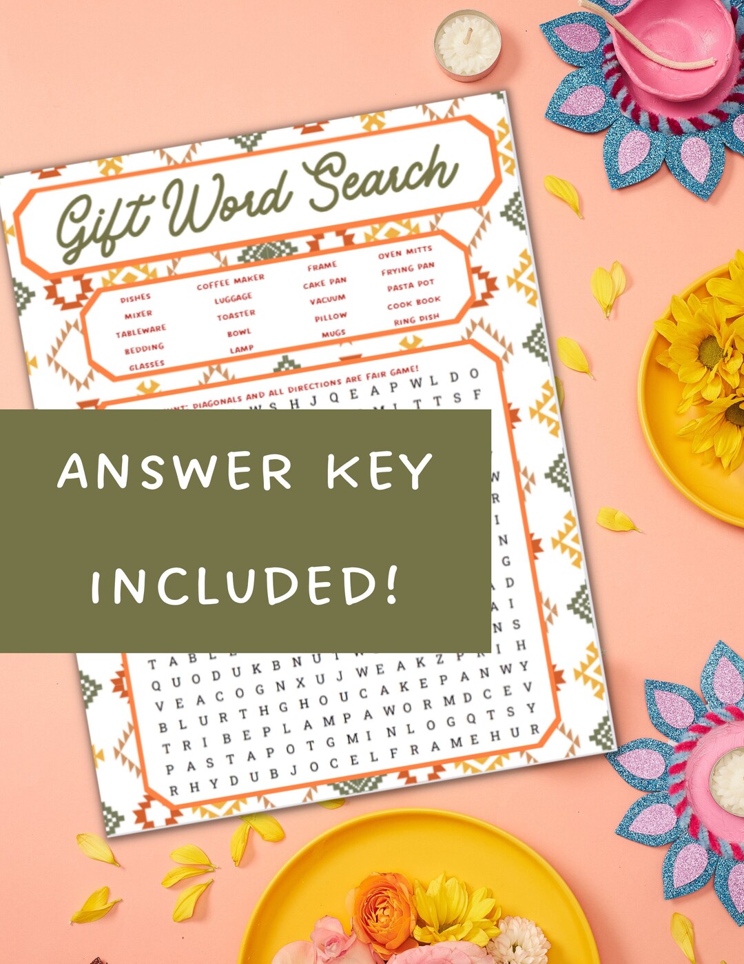 Bridal Shower Gift Word Search Printable, Southwestern Theme - Etsy