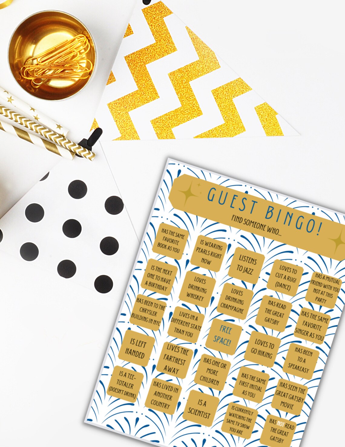 Roaring 20s Guest Bingo Printable for Gatsby 1920s Party (NON WEDDING ...