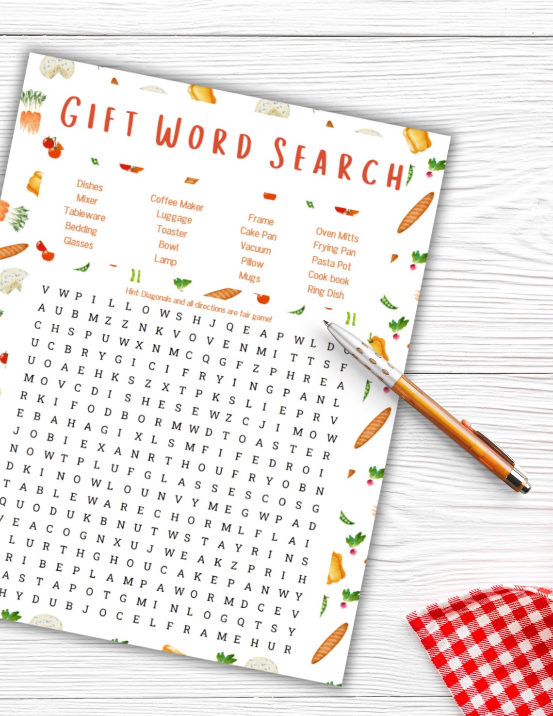 Fresh off the Market Themed Bridal Shower Gift Word Search Printable - Etsy