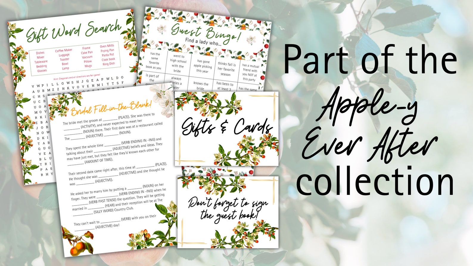Fill-in-the-blank Game for Apple-y Ever After Bridal Shower Printable ...