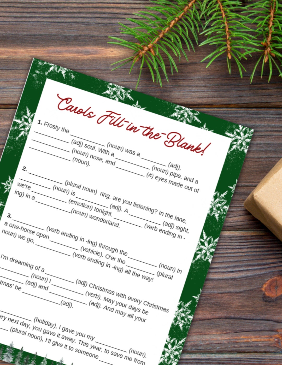 Christmas Carols Fill-in-the-blank Printable - Etsy
