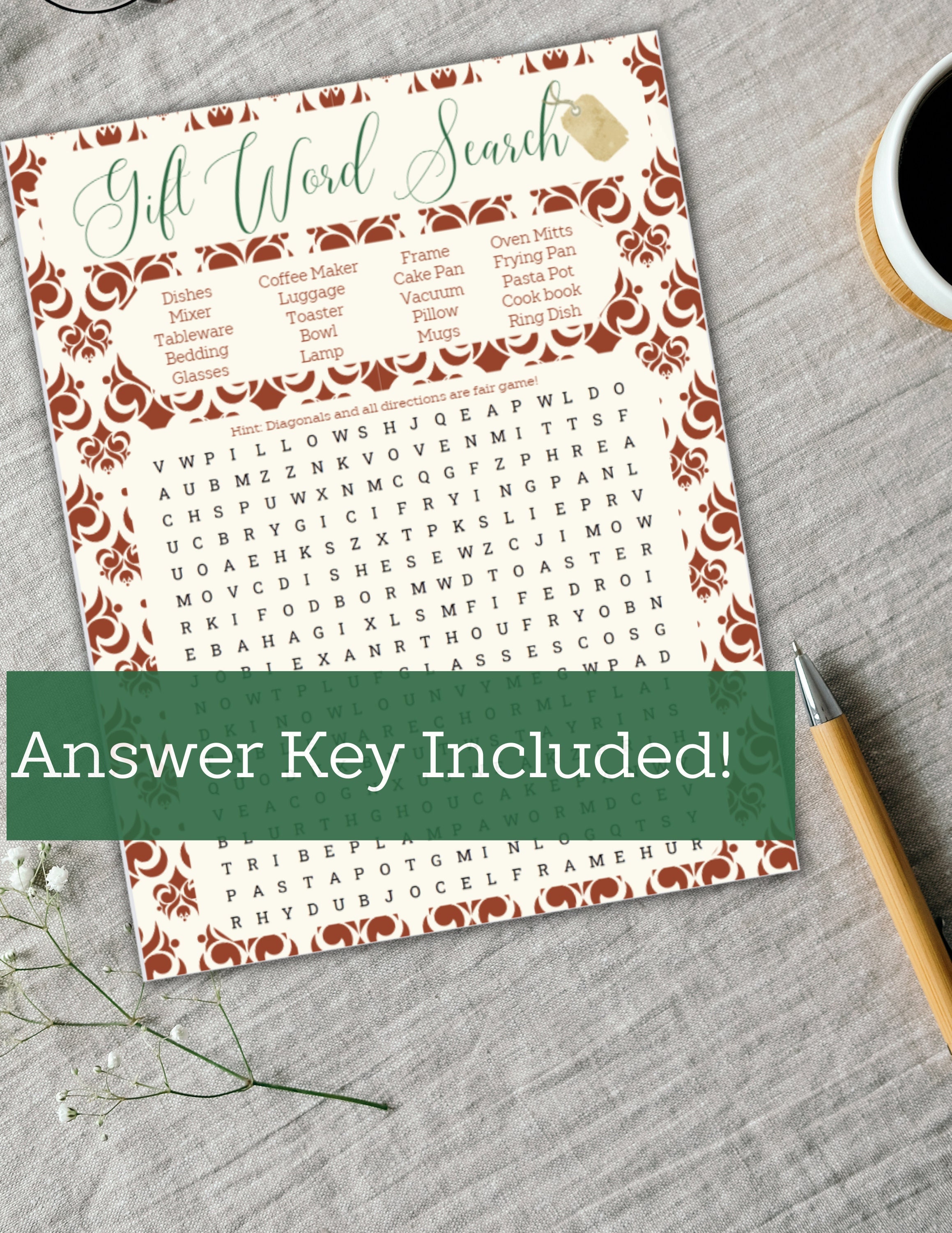 Gift Word Search Bridal Shower Printable, Vintage Travel Theme - Etsy