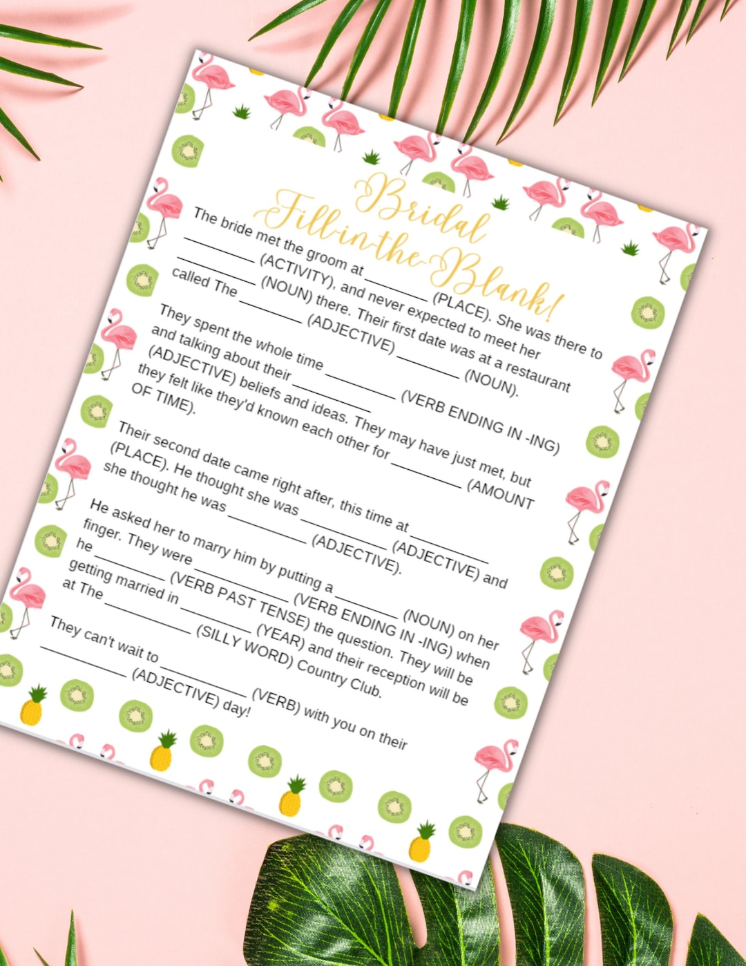 Tropical Mad Libs Style Fill-in-the-blank Game for Bridal Shower - Etsy