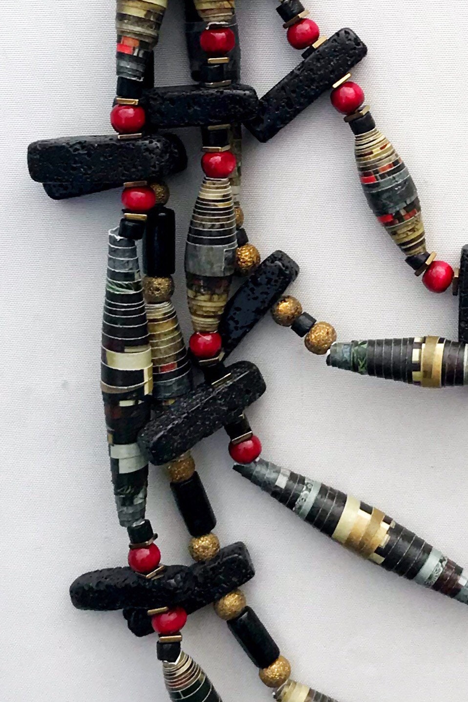 Black Gold Statement Bead Necklace Trendy Paper Bead Jewelry - Etsy