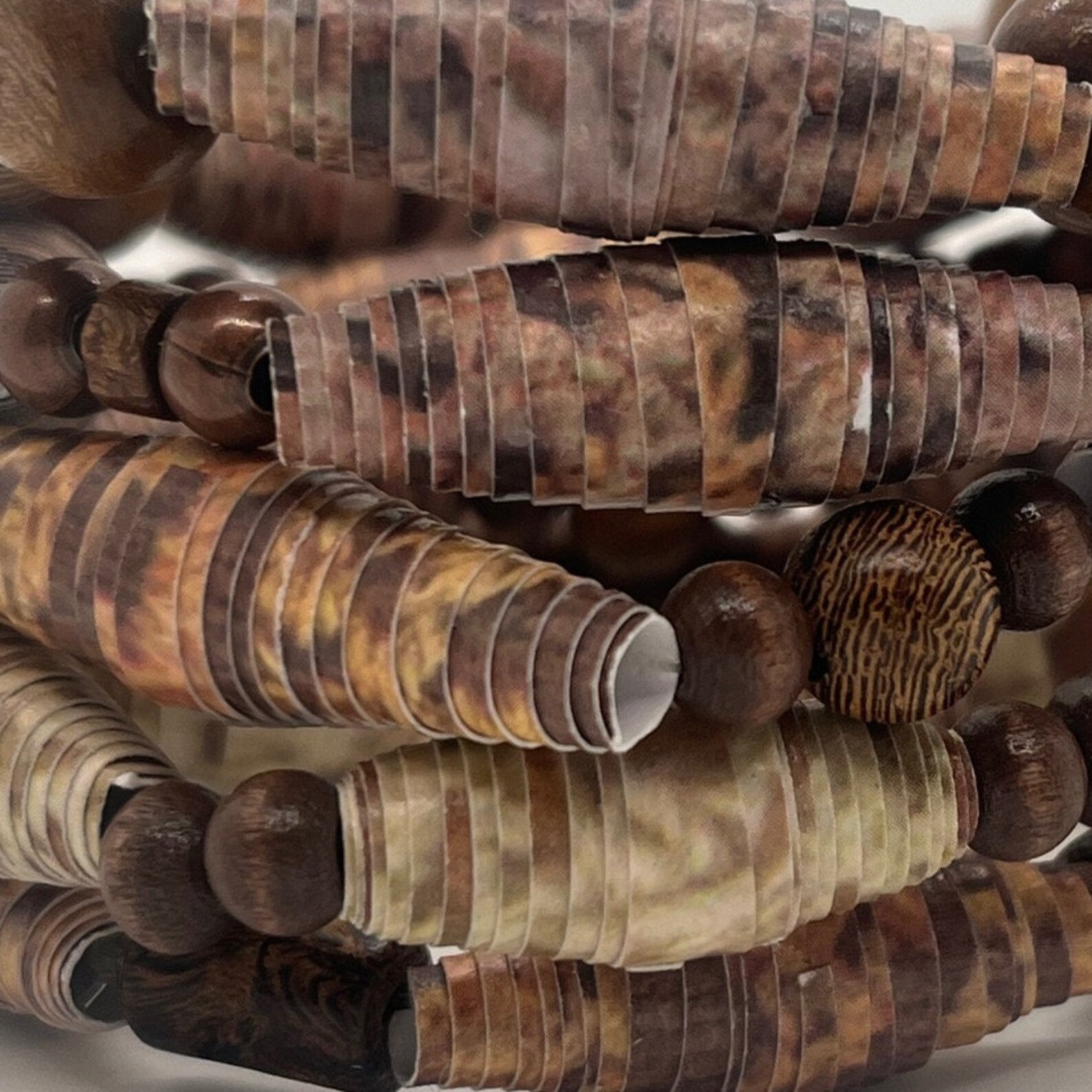 Brown Mixed Bead Stack Bracelet Set Paper Bead Layering - Etsy