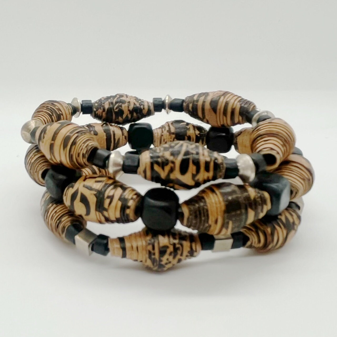 Brown and Black 3 Piece Stack Bracelets, Trendy Layering Bracelet Set ...