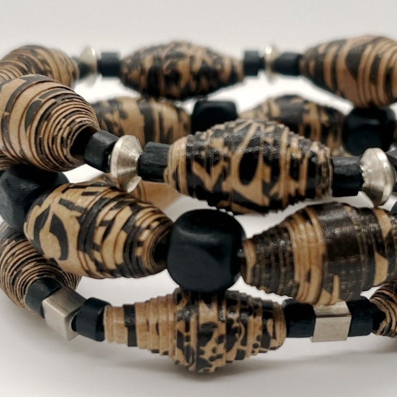 Brown and Black 3 Piece Stack Bracelets, Trendy Layering Bracelet Set ...