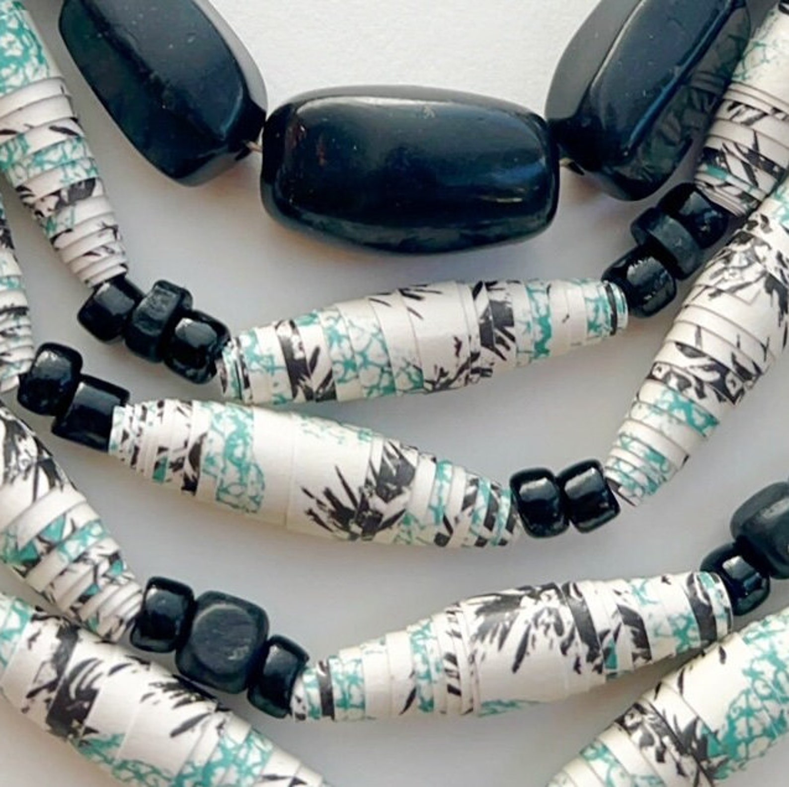 5 Strand Mixed Bead Statement Necklace, Multistrand Statement Necklace ...