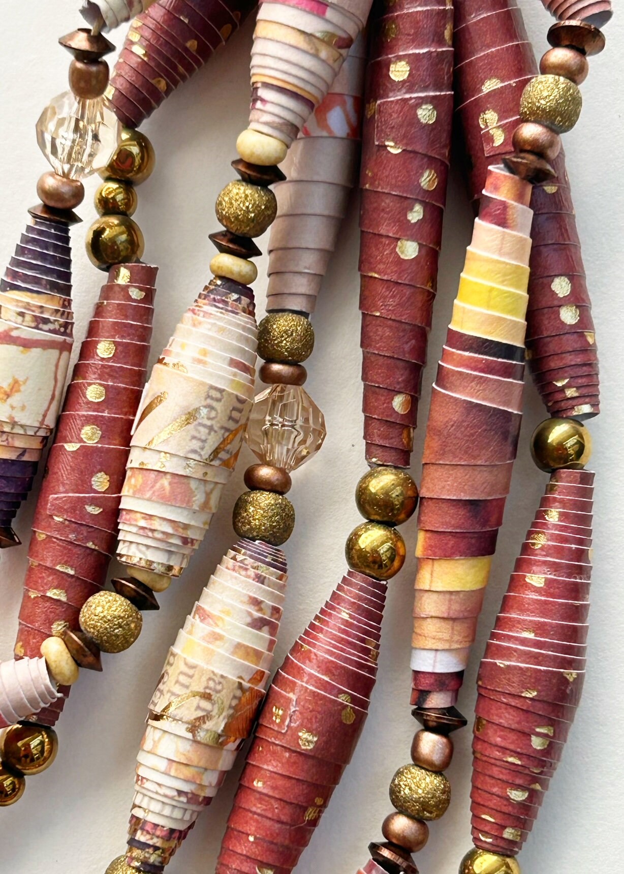 Multistrand Colorful Paper Bead Necklace, Trendy Paper Bead Jewelry ...