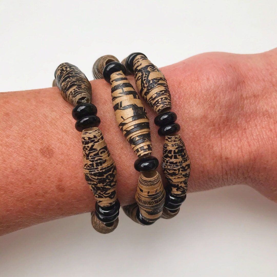 Black and Brown 3 Piece Stack Bracelets, Layering Bead Bracelet Set ...