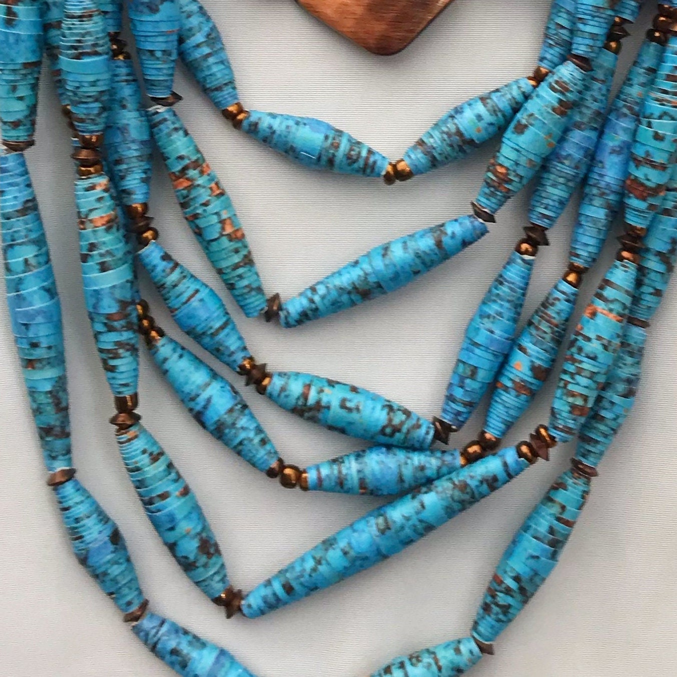 Blue Paper Bead Statement Necklace: Chunky Multi-strand Bib - Etsy