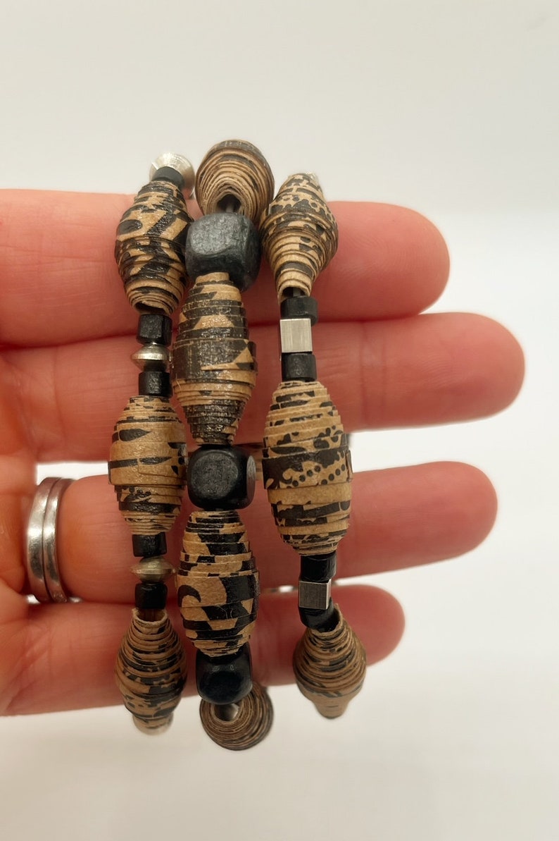 Brown and Black 3 Piece Stack Bracelets, Trendy Layering Bracelet Set ...