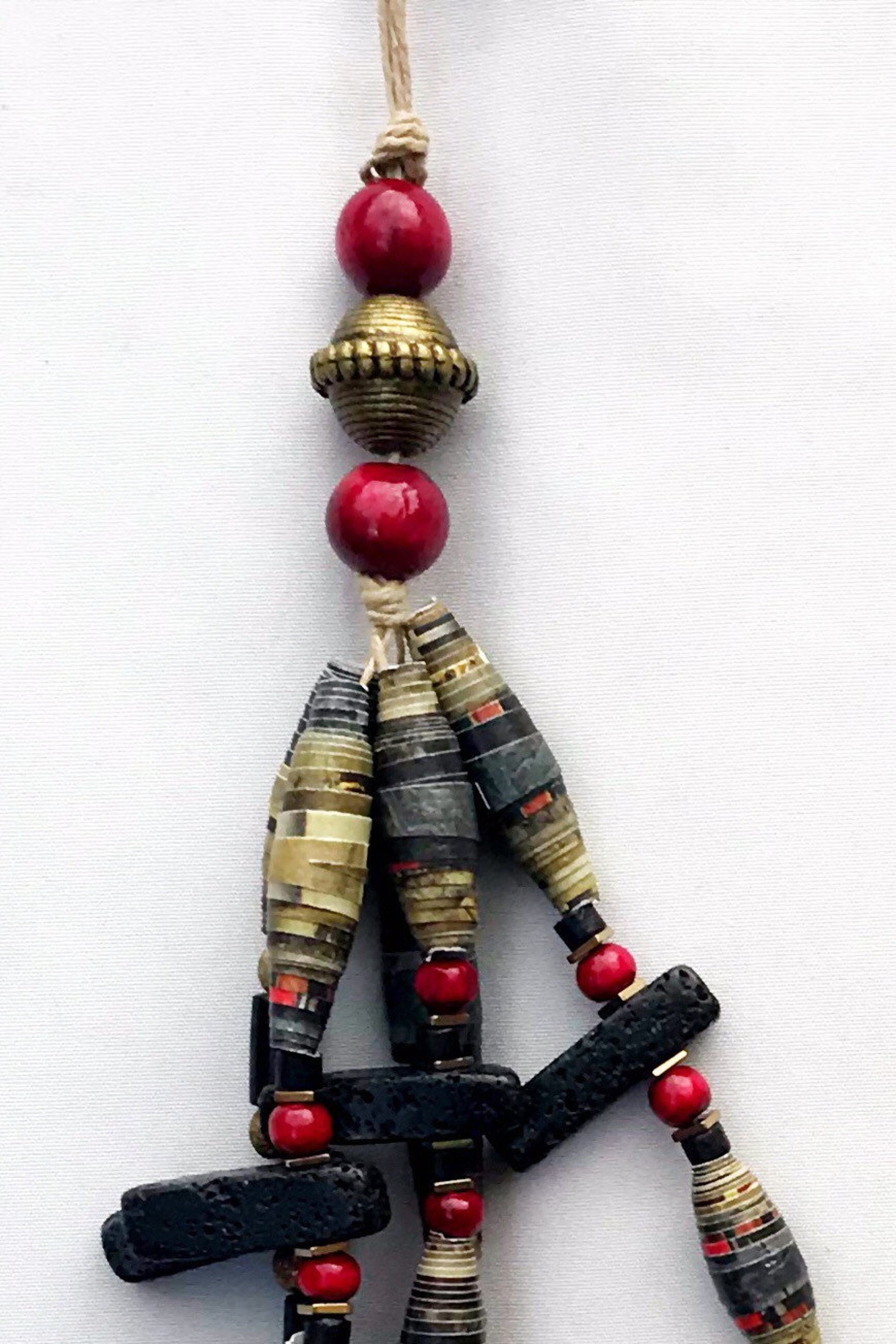 Black Gold Statement Bead Necklace Trendy Paper Bead Jewelry - Etsy