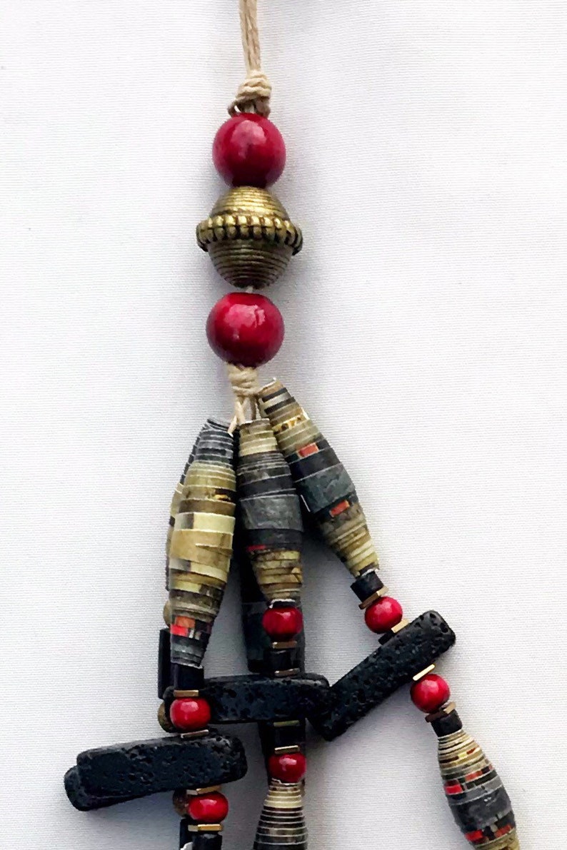 Black Gold Statement Bead Necklace Trendy Paper Bead Jewelry - Etsy