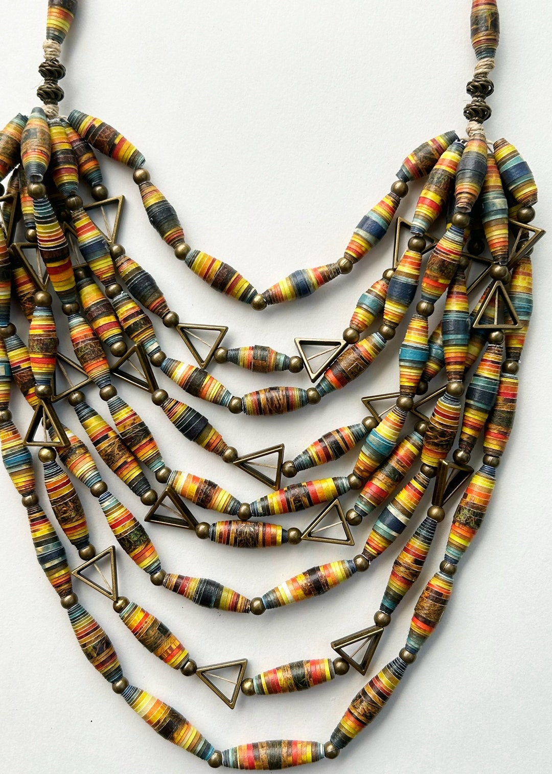 9-strand Mixed Bead Statement Necklace, Colorful Long Layering Necklace ...