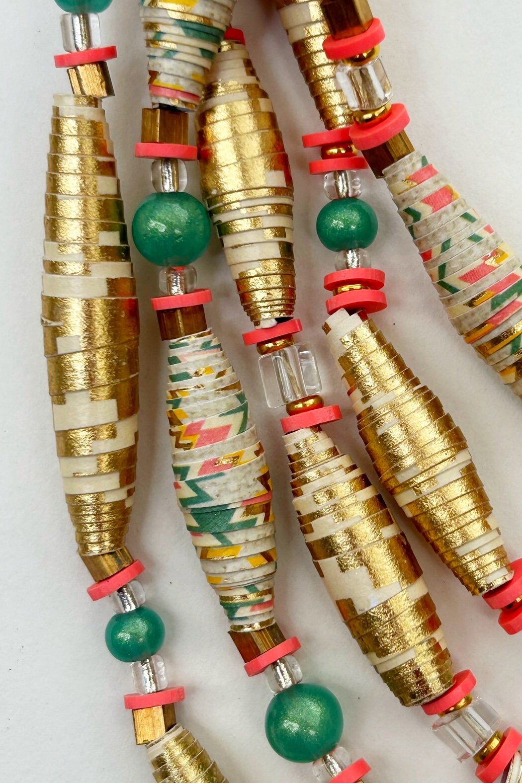 5 Strand Gold Bead Necklace, Multistrand Statement Necklace, Chunky Layering Necklace, Trendy ...