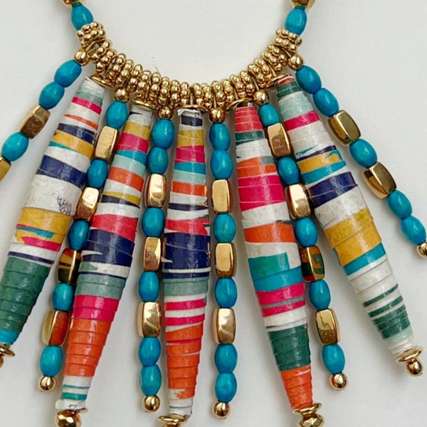 Paper Bead Necklace - Etsy