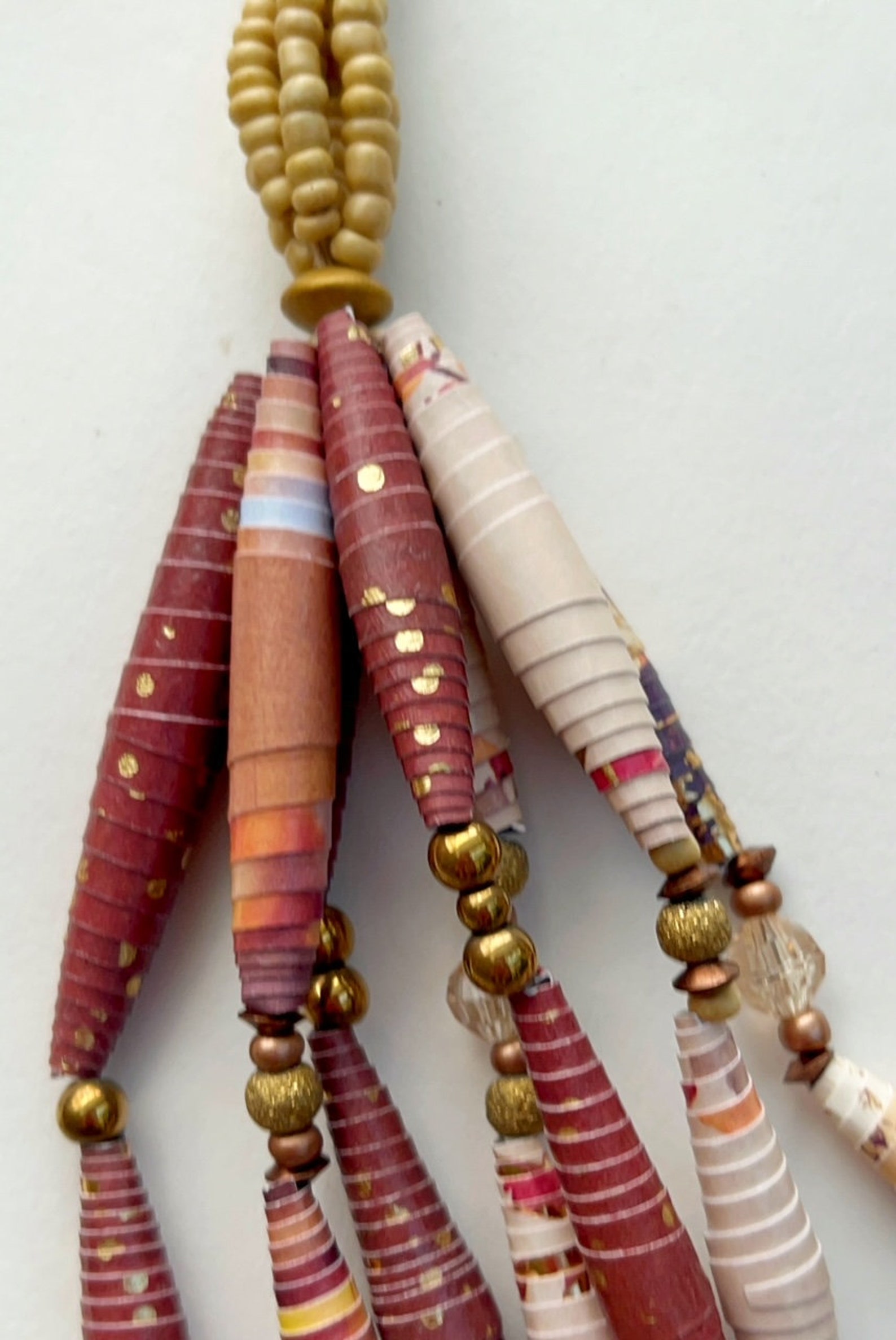 Multistrand Colorful Paper Bead Necklace, Trendy Paper Bead Jewelry ...