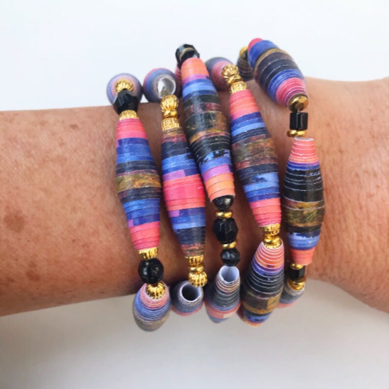 Mixed Bead Single Strand Statement Necklace Colorful Paper - Etsy