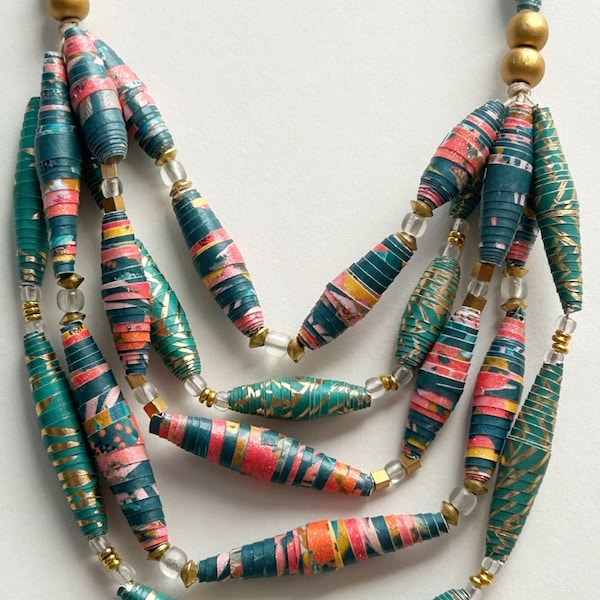 Paper Bead Necklace - Etsy