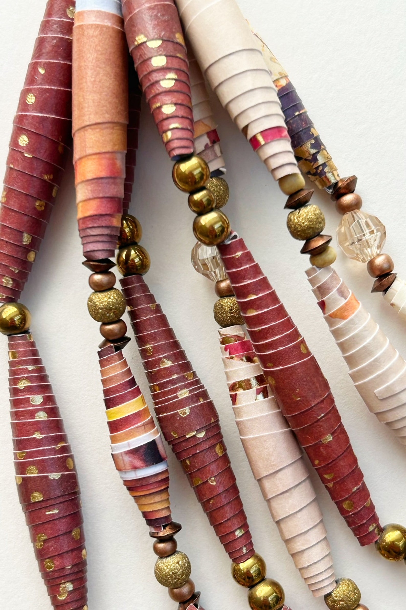 Multistrand Colorful Paper Bead Necklace, Trendy Paper Bead Jewelry ...