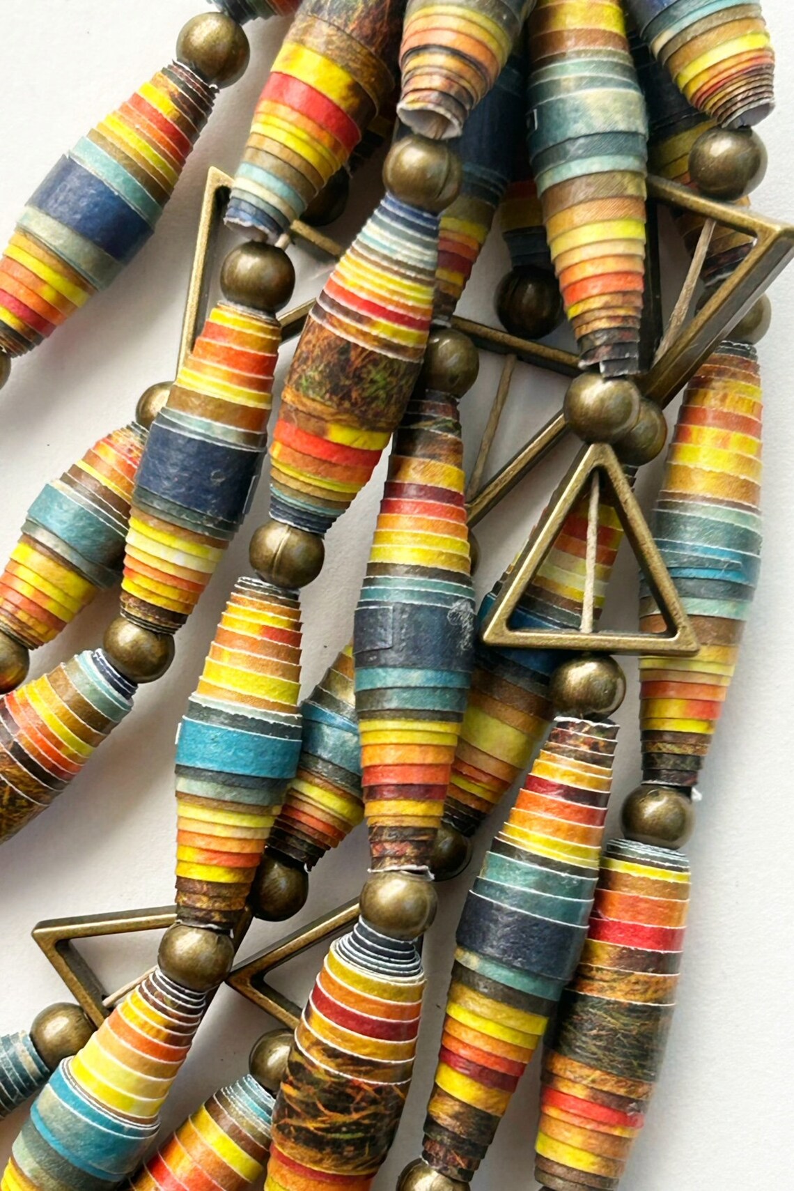 9-strand Mixed Bead Statement Necklace, Colorful Long Layering Necklace ...