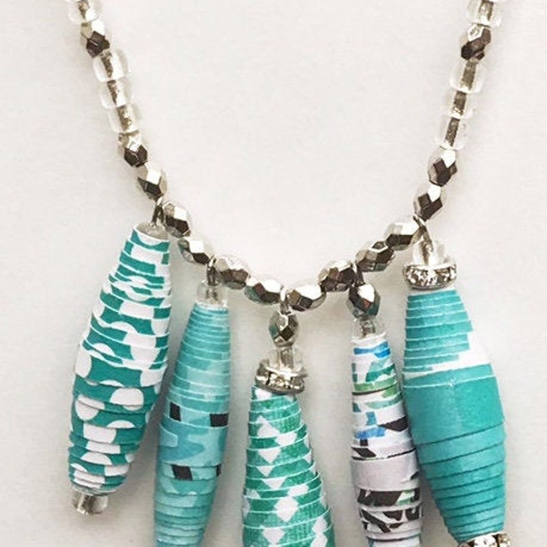 Blue Paper Bead Statement Necklace: Chunky Bib Jewelry - Etsy