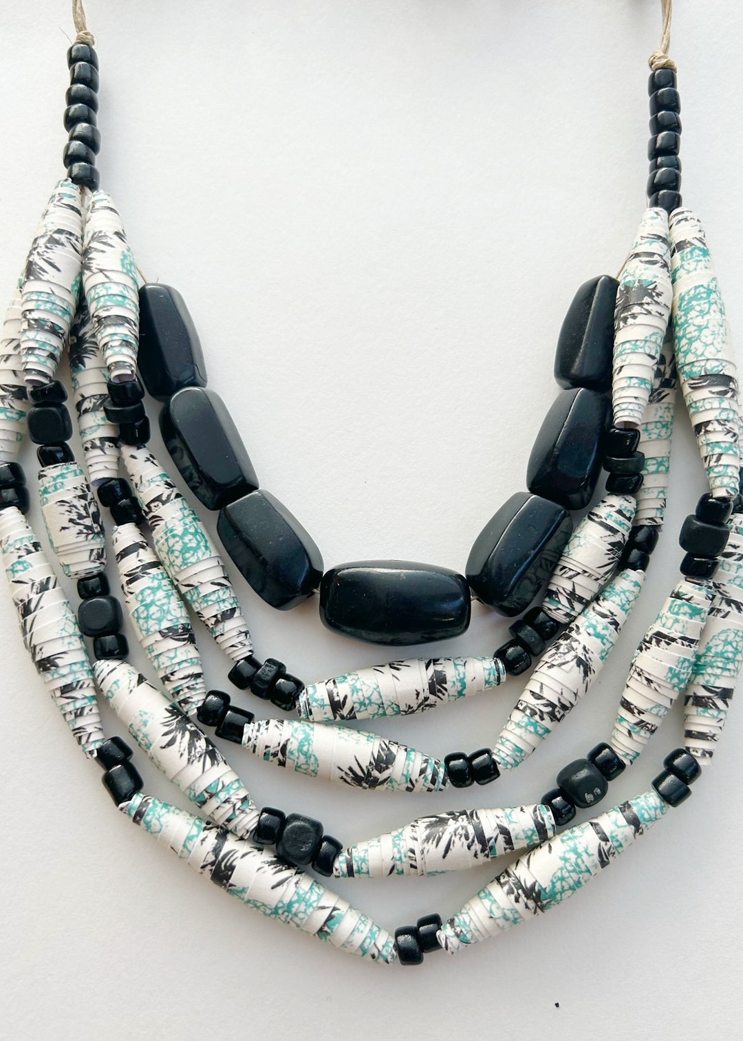 5 Strand Mixed Bead Statement Necklace, Multistrand Statement Necklace ...