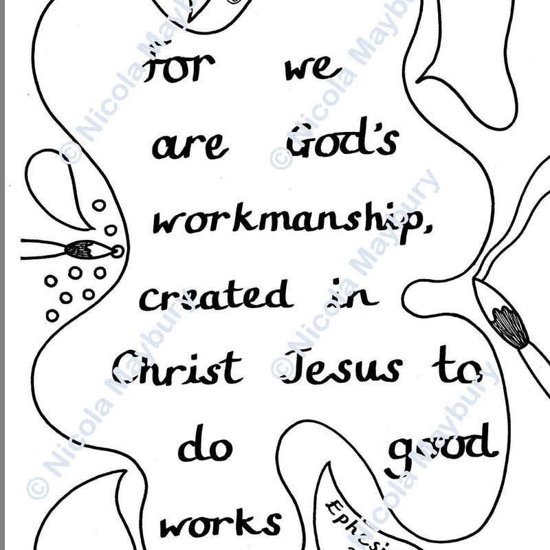 Ephesians 2:10 Coloring Sheet - Etsy