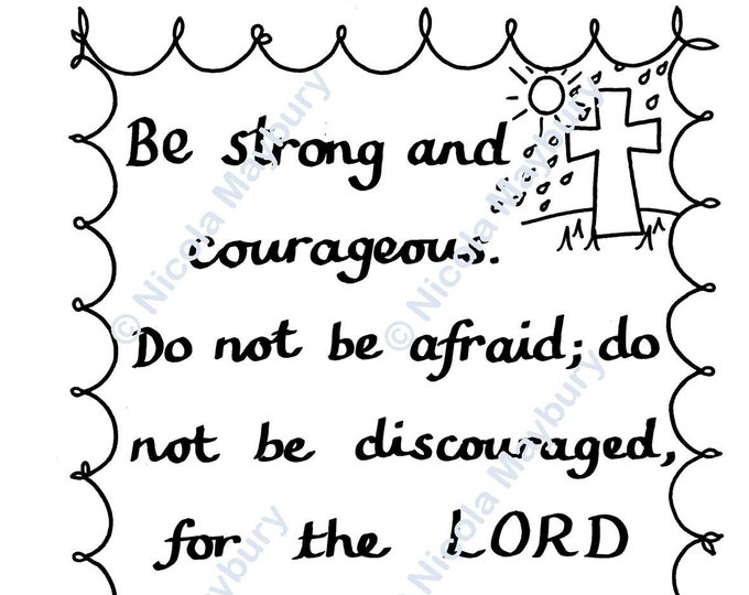 Be Strong and Courageous Coloring Page 8.5X11 Bible Journaling Tip-in ...
