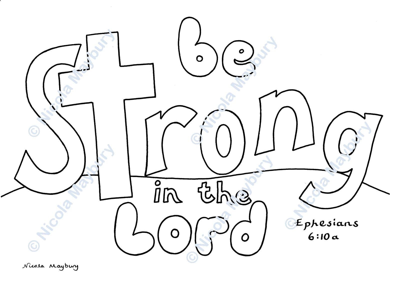 Christian Colouring Pages - Be Strong in the Lord - Hand Drawn ...