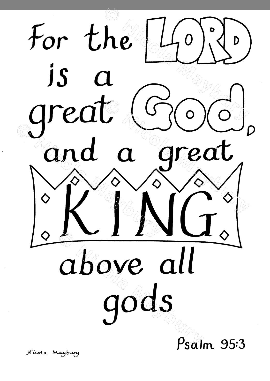 Christian Colouring Sheet for the Lord is a Great God and a Great King ...
