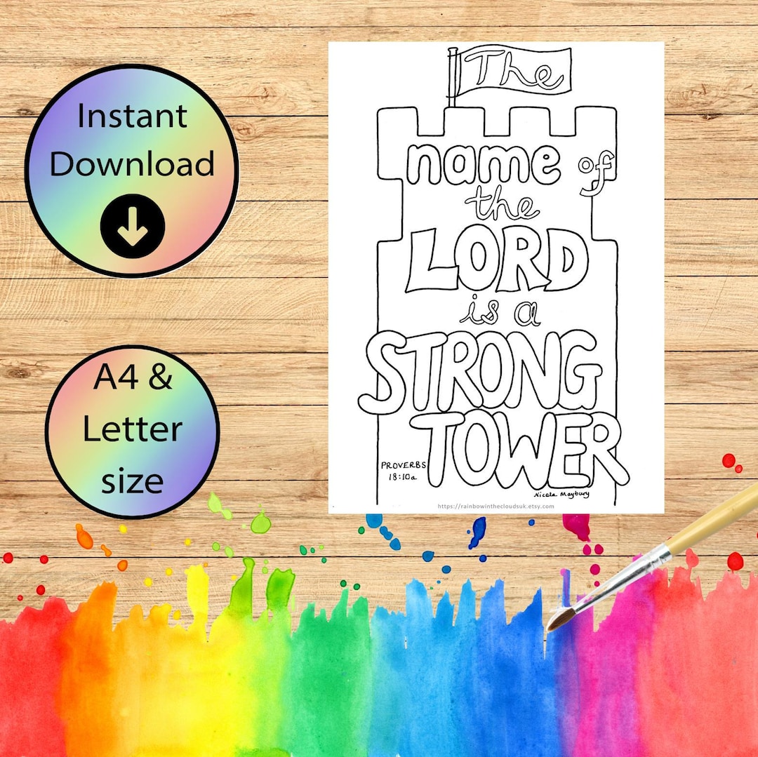 Christian Colouring Pages - the Name of the Lord is a Strong Tower ...