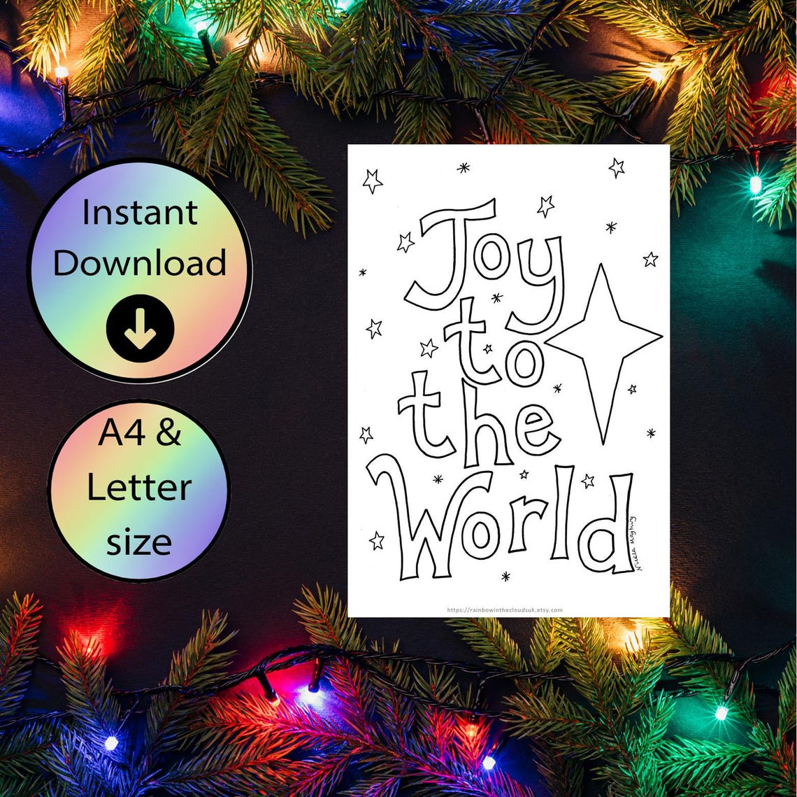 Christmas Coloring Page: Joy to the World, Christian Bible Verse (a4 ...