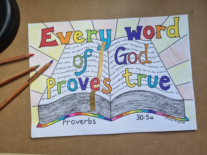 Bible Verse Coloring Page - Proverbs 30:5 Hand Drawn (digital Download ...
