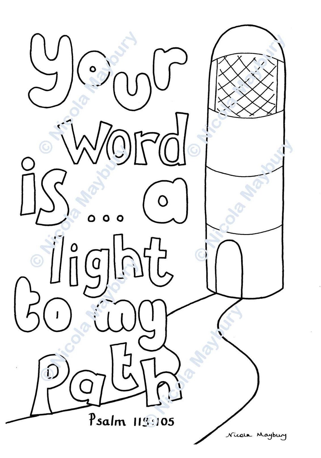 Christian Colouring Pages - Your Word is a Light to My Path ...