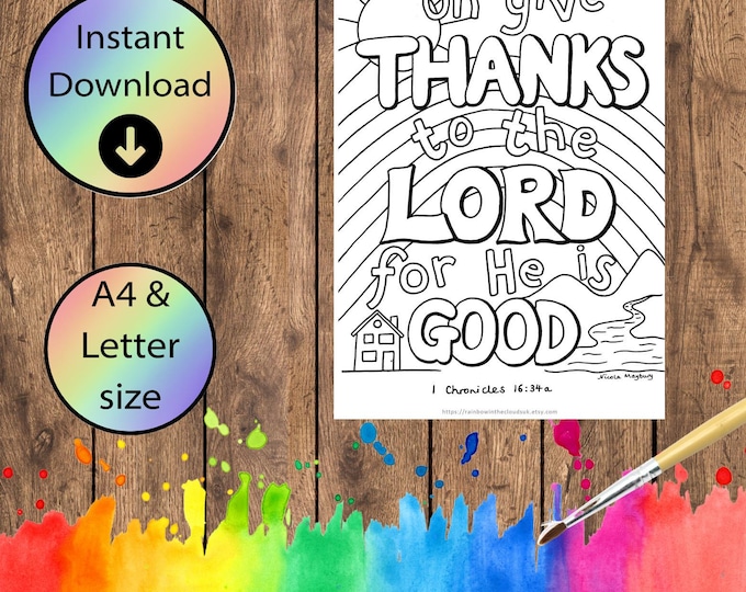 Thanksgiving Coloring Page “oh Give Thanks to the Lord!” Printable ...