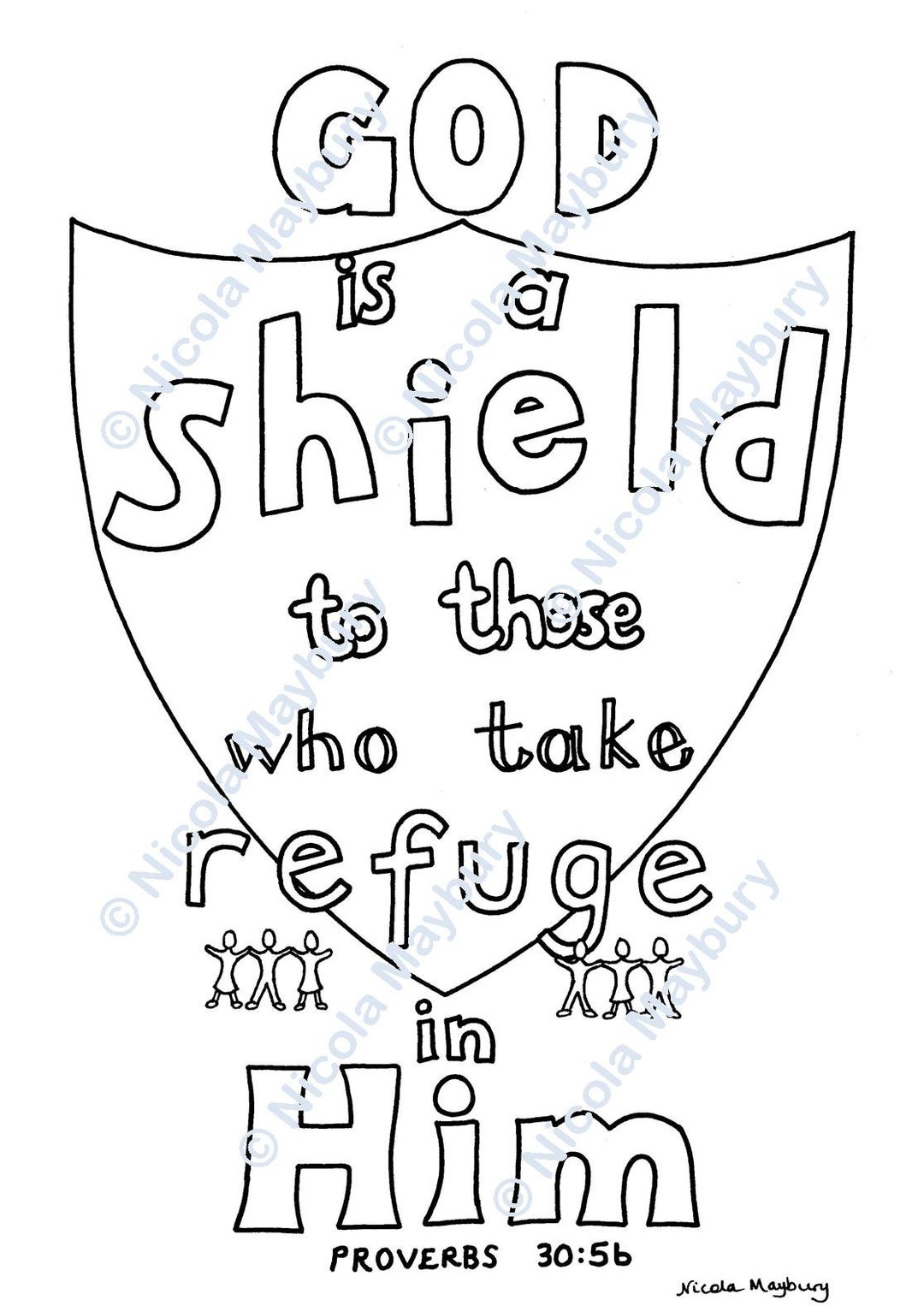 Christian Colouring Pages - God is a Shield to Those Who Take Refuge in ...