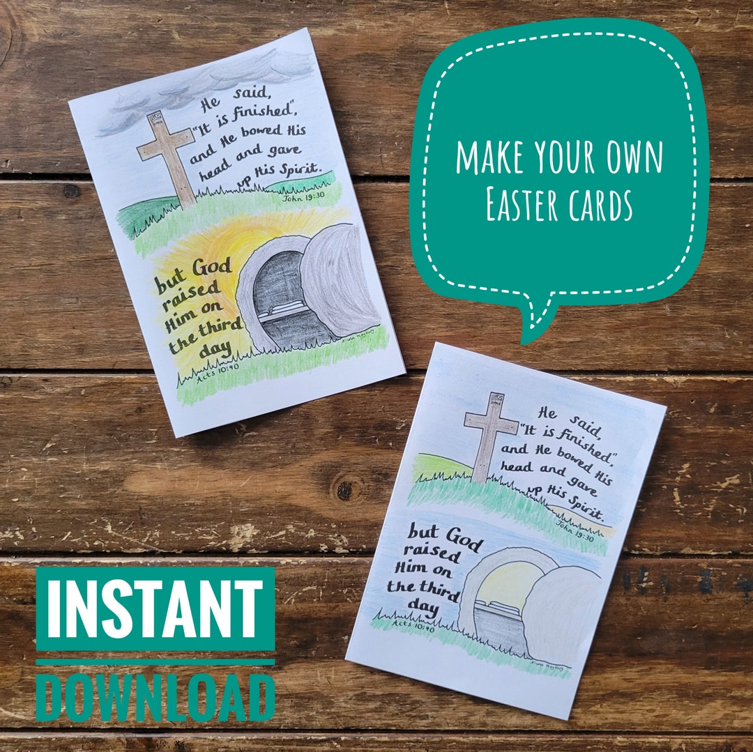 DIY Christian Easter Card Colouring Pages (digital Download) - Etsy
