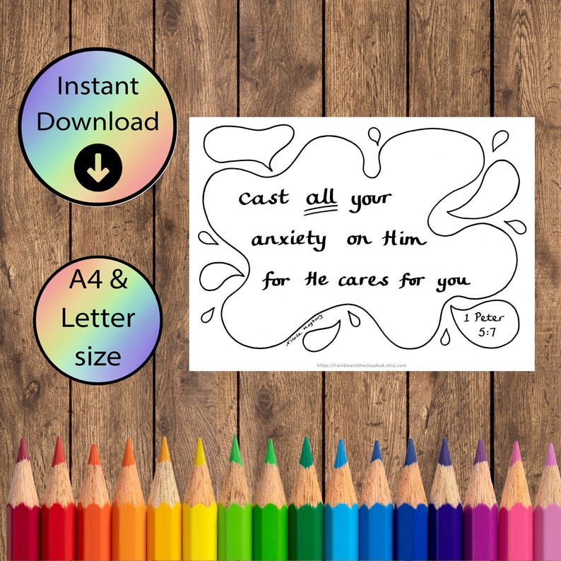 Christian Bible Verse Coloring Page - Anxiety Relief (digital Download ...