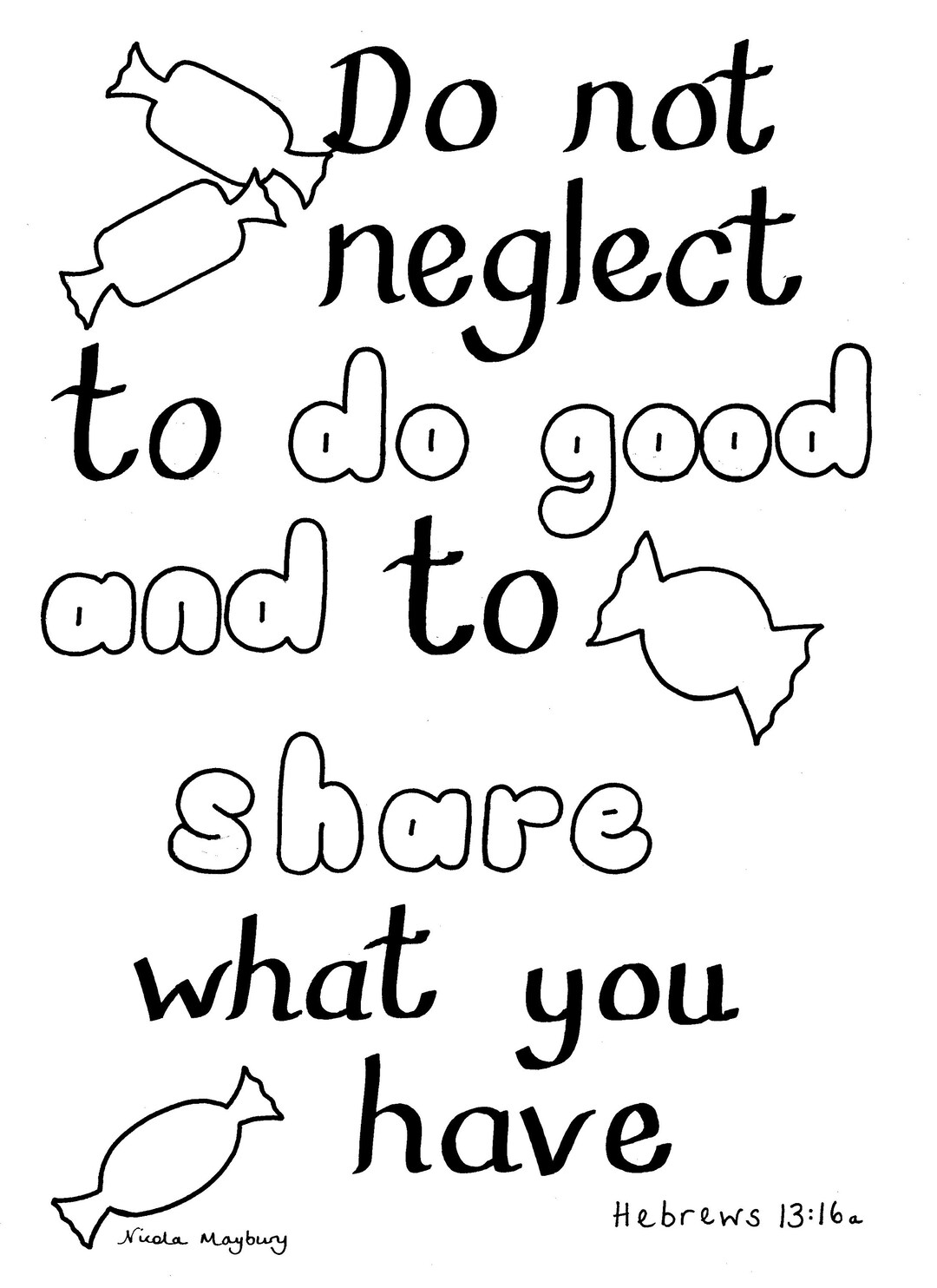 Christian Colouring Sheet - Sharing Coloring Page - Hebrews 13:16 ...