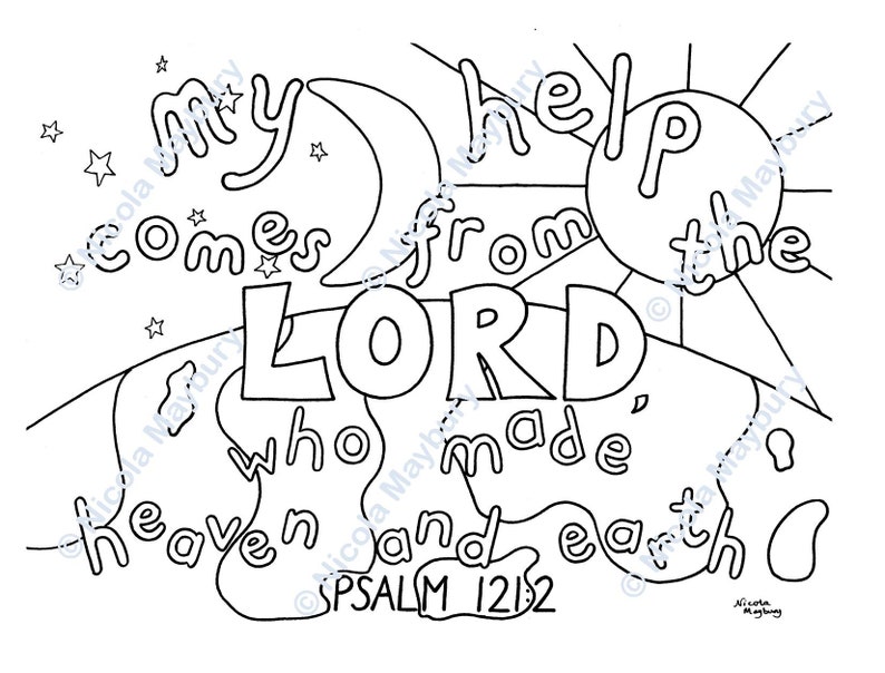 Church Homeschool Coloring Page - Psalm 121 Scripture Art (PDF Download ...