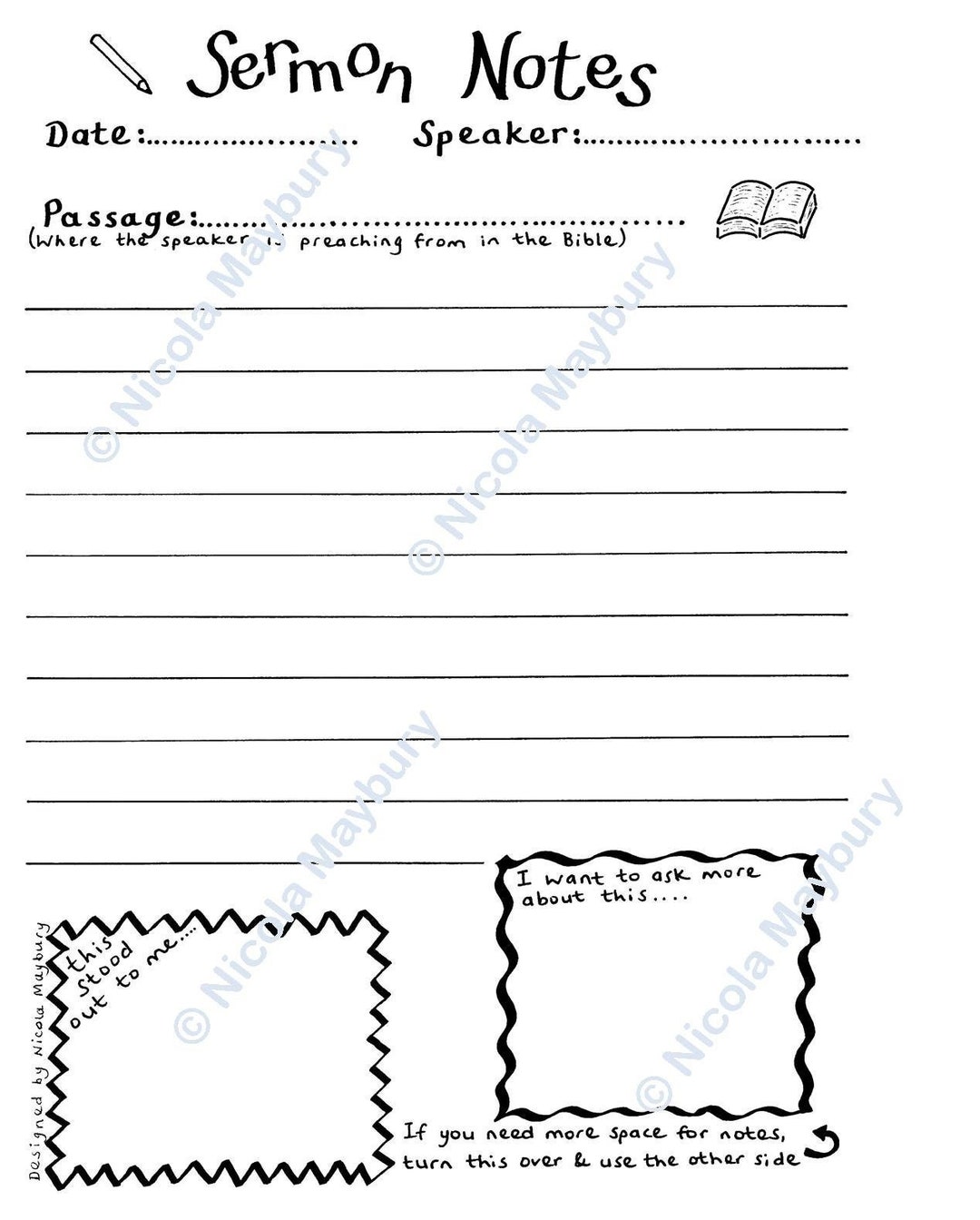 Church Sermon Notes Sheet - Ideal for Making Church Notes - Perfect for ...