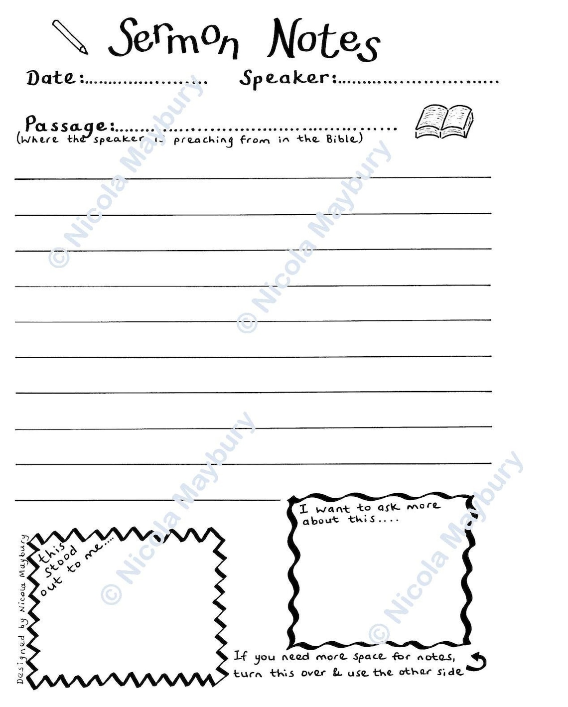 Church Sermon Notes Sheet - Ideal for Making Church Notes - Perfect for ...