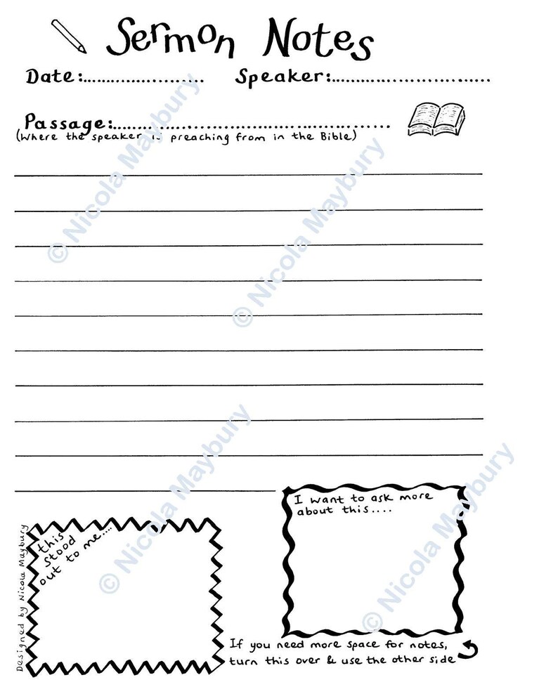 Church Sermon Notes Sheet - Ideal for Making Church Notes - Perfect for ...